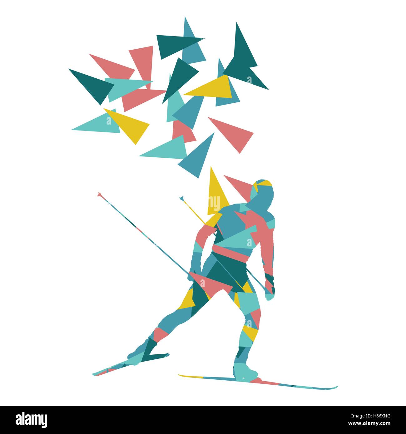 Skiing man vector background abstract illustration concept made of ...