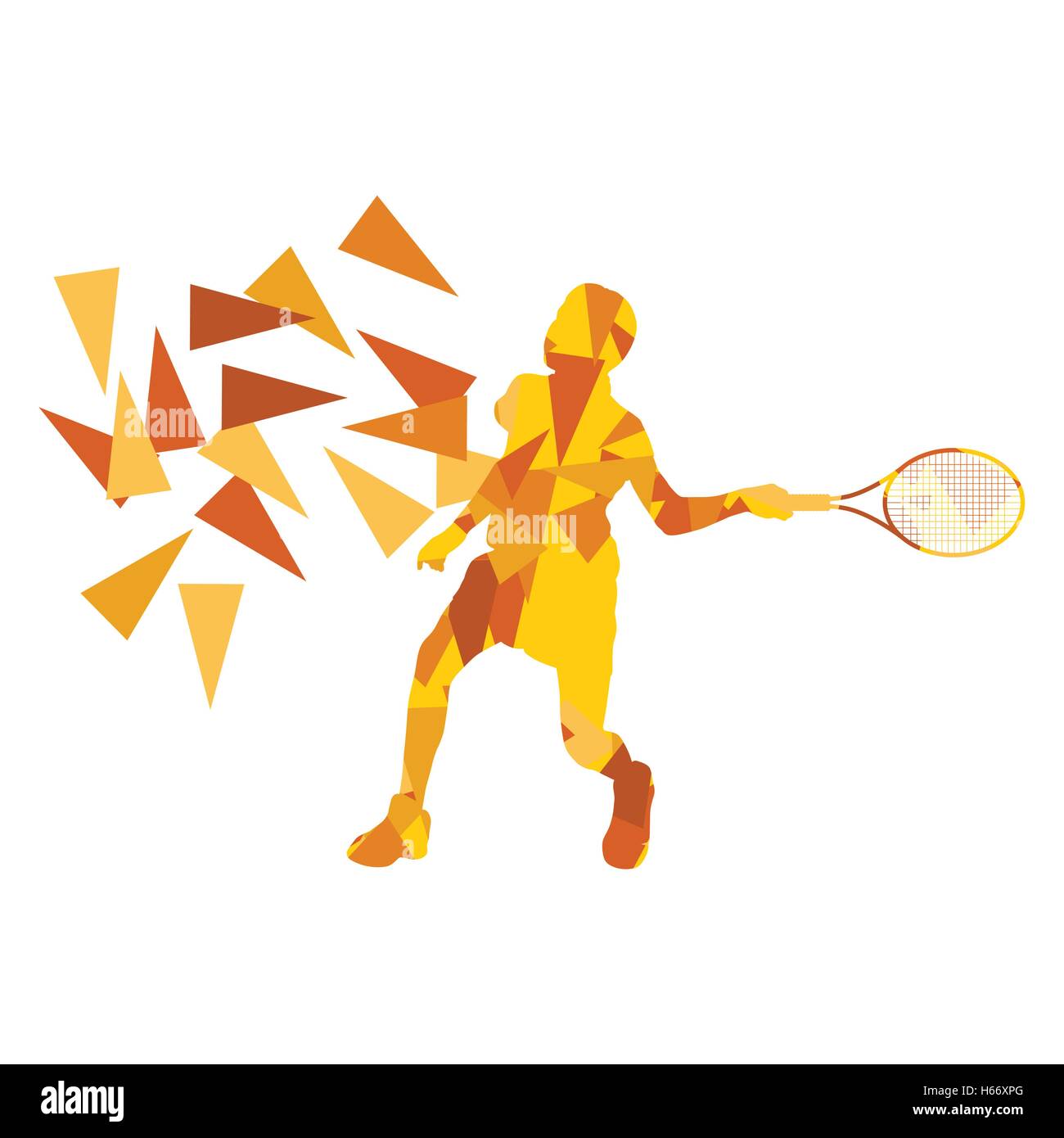 Tennis player woman abstract illustration made of polygon fragments ...