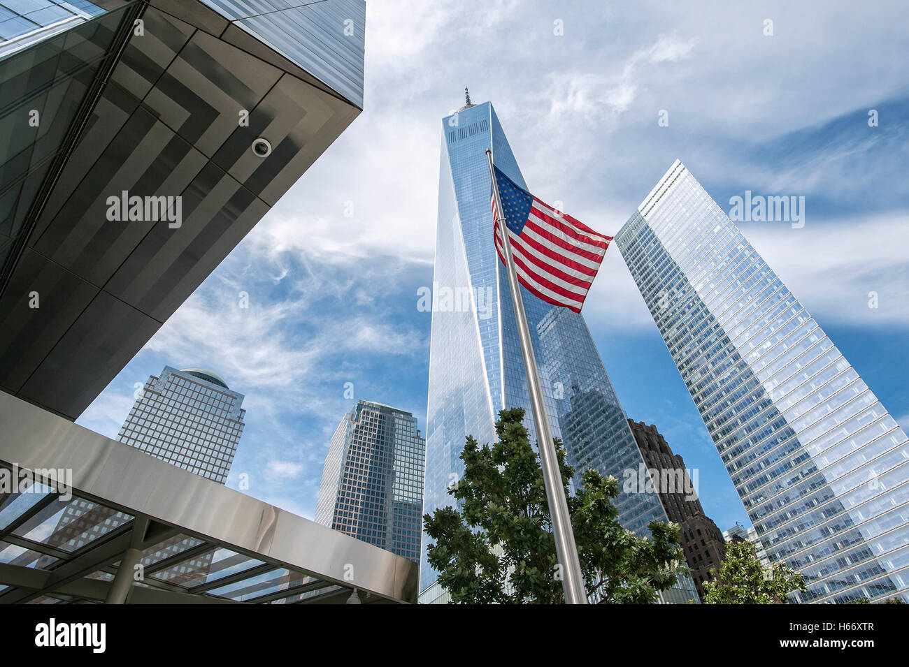 American flag at One World Trade Center, WTC, architect David Childs ...