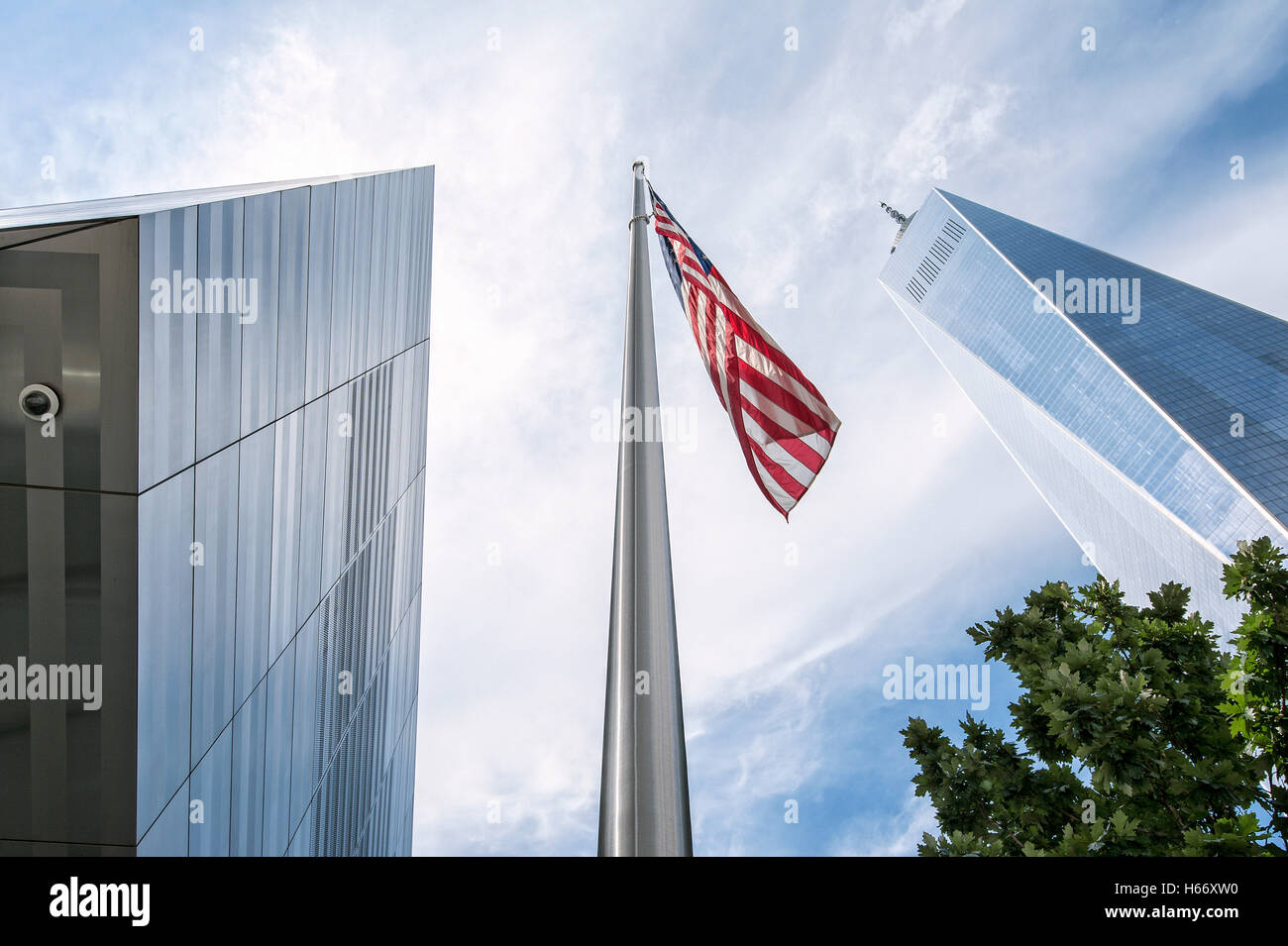 American flag between One World Trade Center, WTC, architect David ...