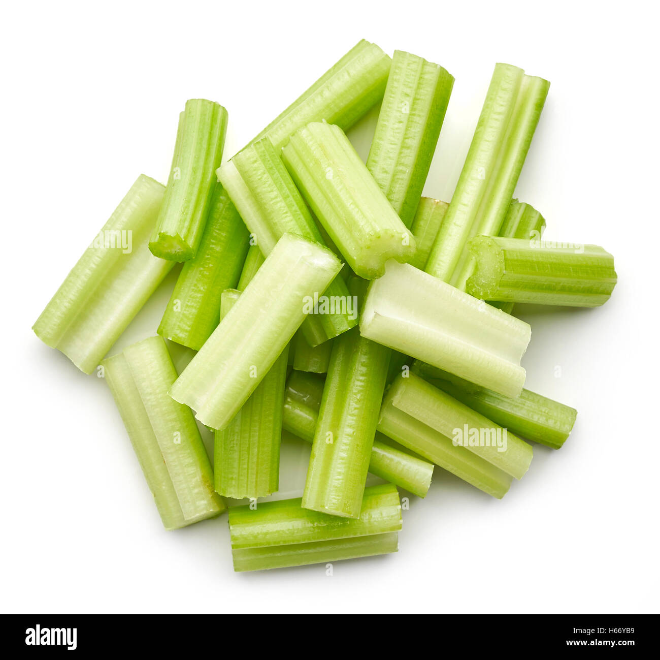 Celery sticks isolated on white background, top view Stock Photo - Alamy