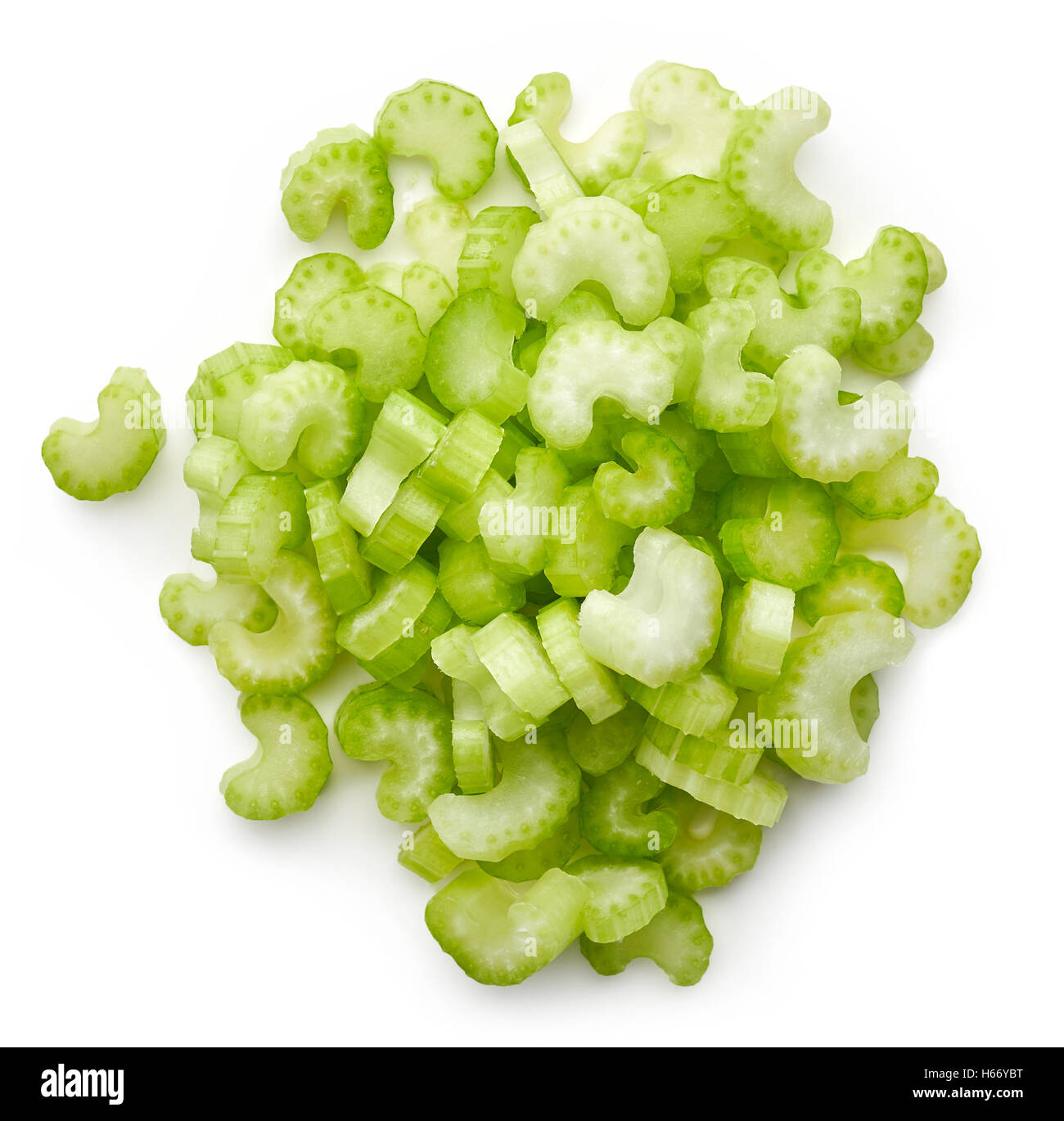 Heap of chopped celery isolated on white background, top view Stock ...