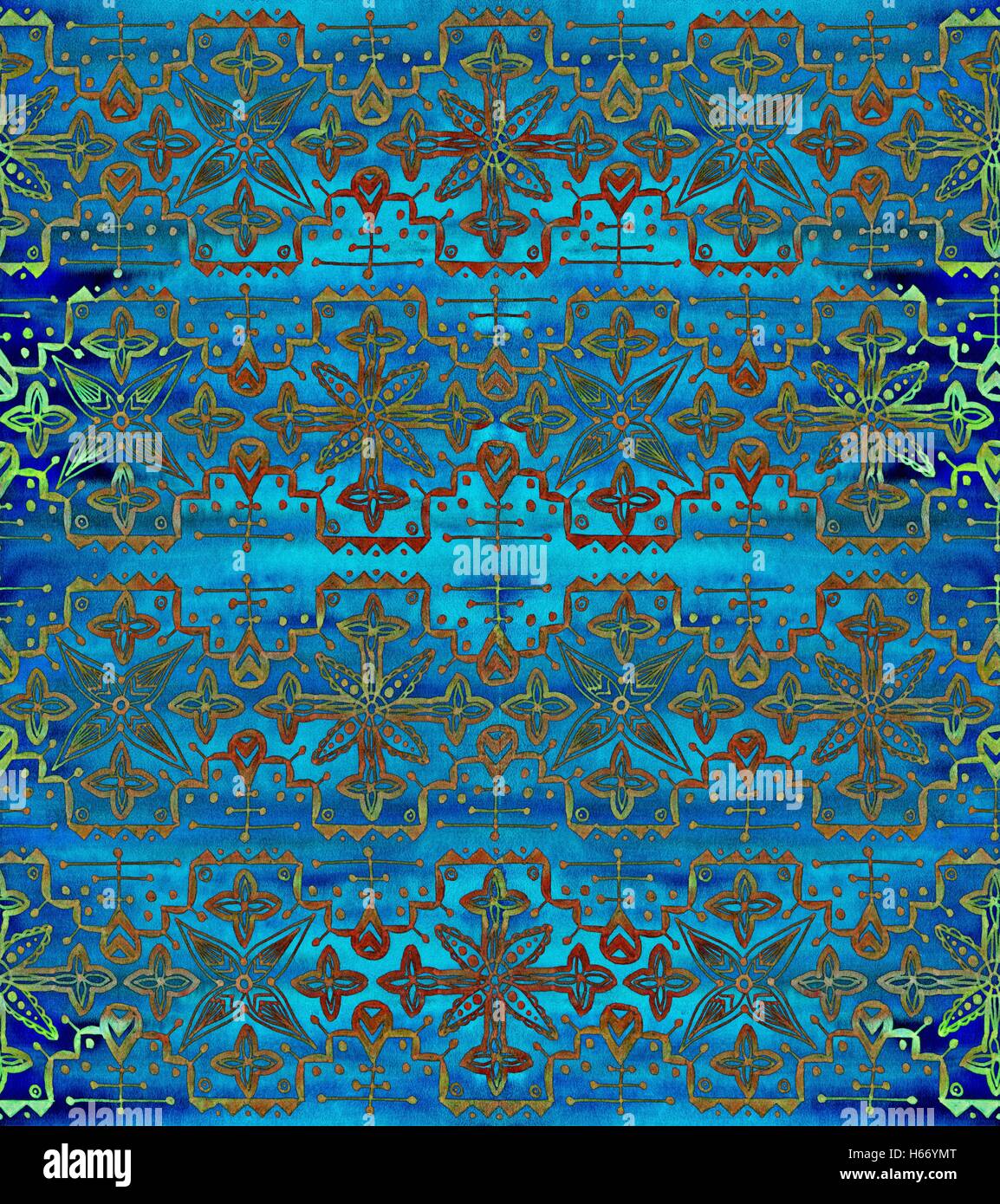Ethnic seamless pattern. Boho blue ornament. Repeating background ...