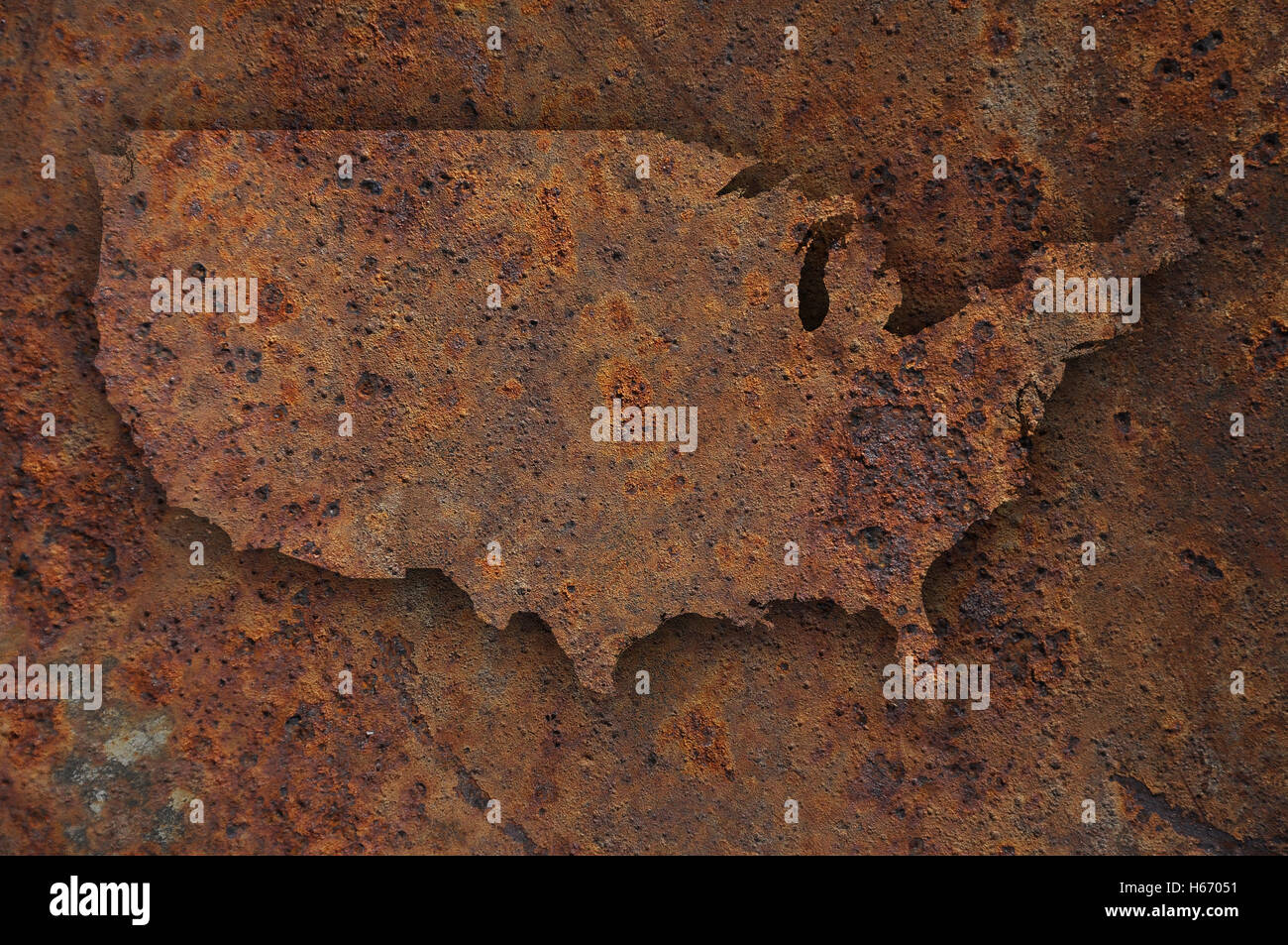 Map of the USA on rusty metal Stock Photo - Alamy