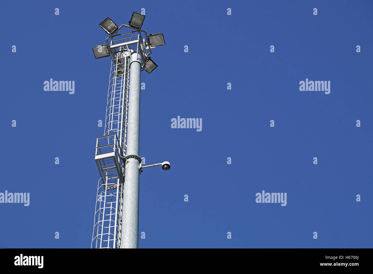 light pole whith security camera Stock Photo - Alamy