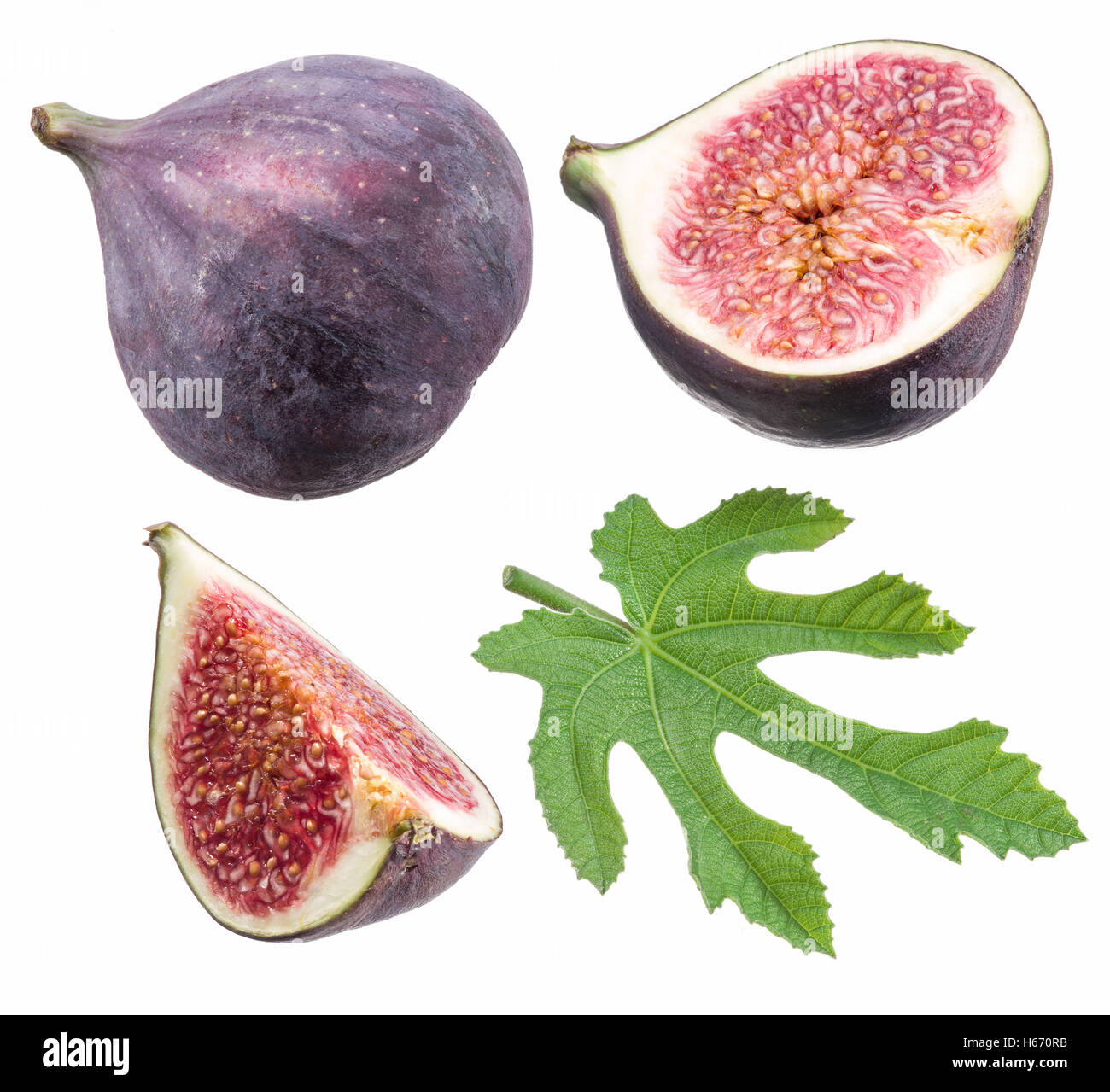 Ripe fig fruits and leaf. File contains clipping paths Stock Photo - Alamy