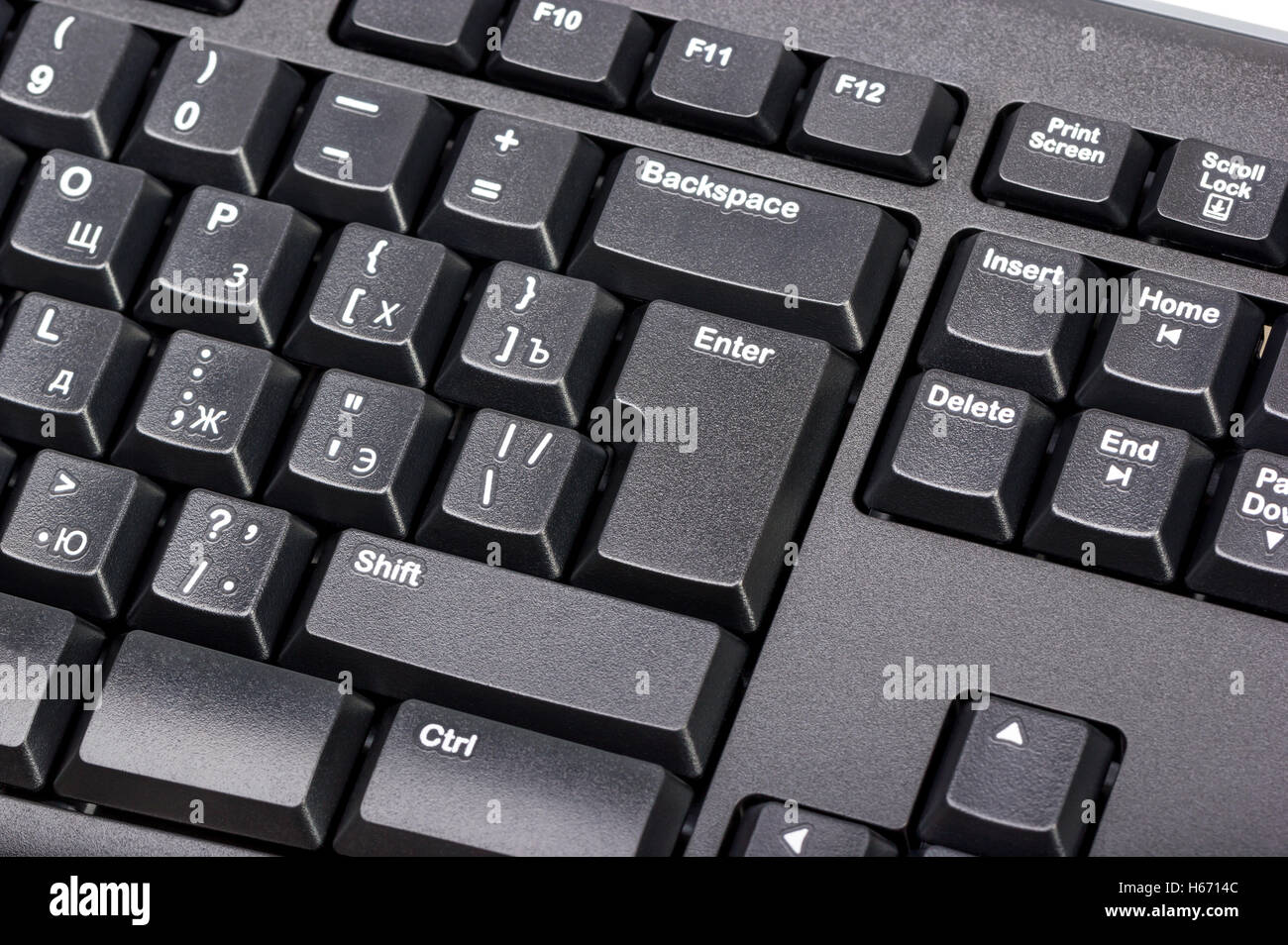 Electronic collection - close-up black computer keyboard with russian ...