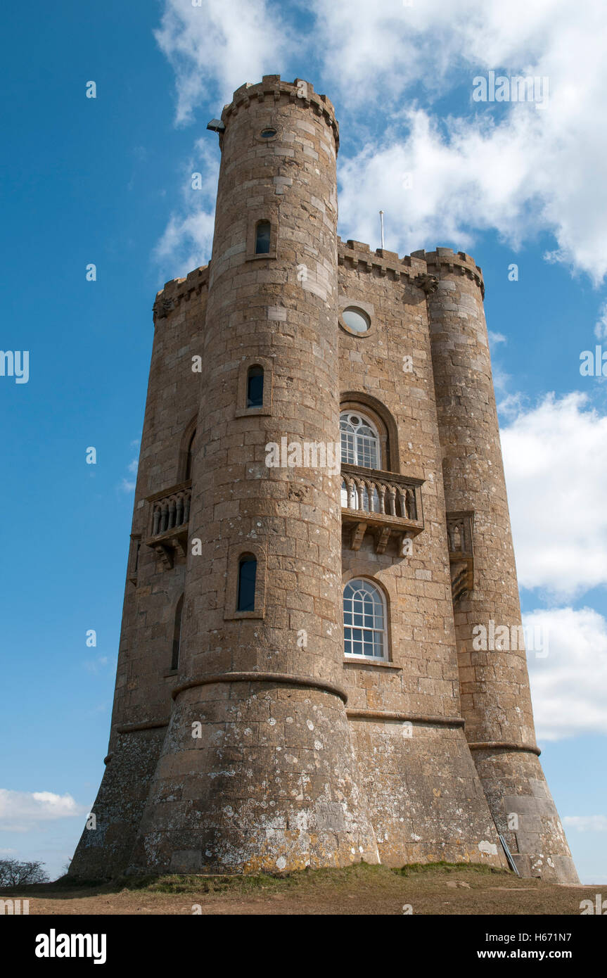 Portrait image of Broadway Tower isolated against a blue sky Stock ...
