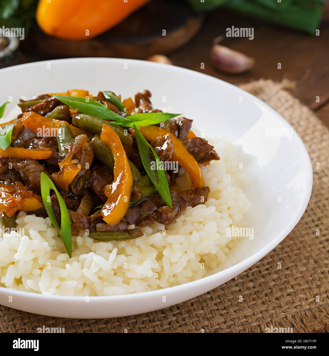 Beef rice beans hi-res stock photography and images - Alamy