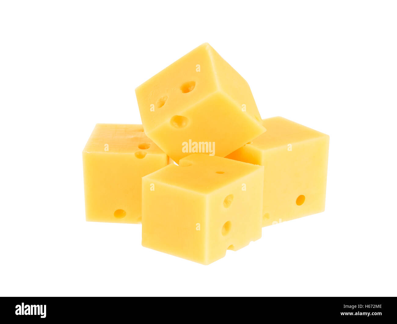 Cubes of cheese isolated on white background Stock Photo - Alamy