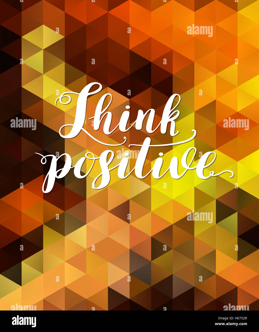 Abstract geometric background with orange and yellow triangles. "Think ...