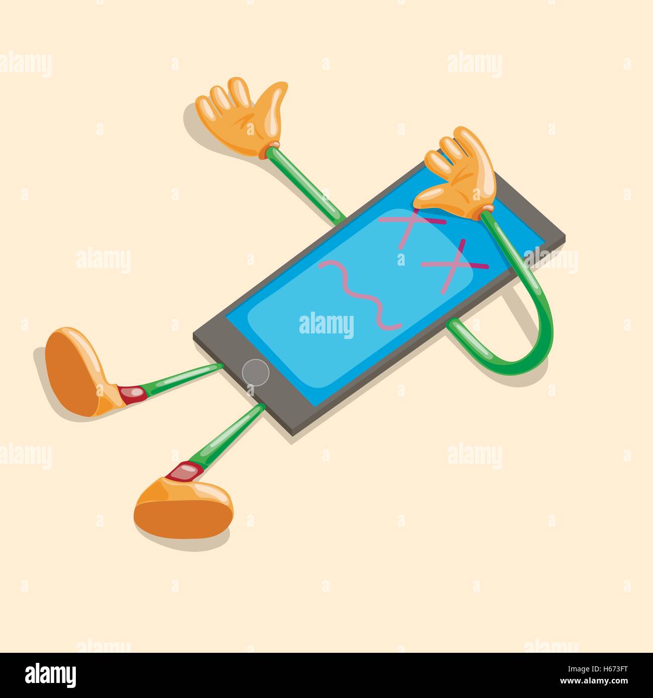 Vector cartoon dead phone. Broken phone Stock Vector Image & Art - Alamy