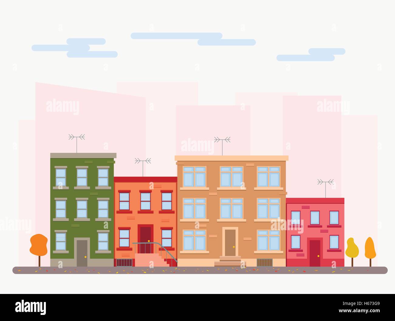 Modern apartment buildings autumn Stock Vector Images - Alamy