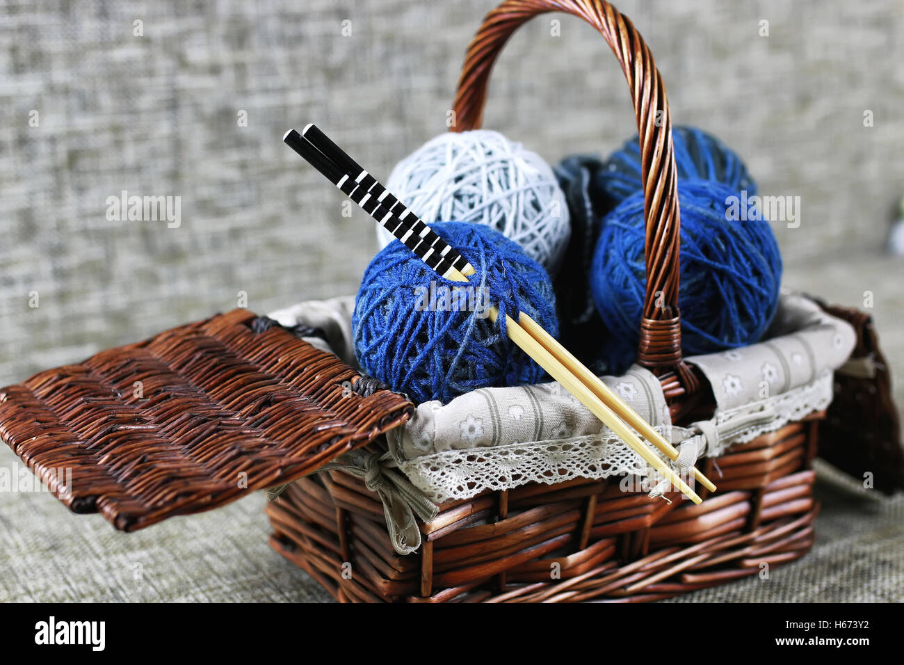 knitting wool ball hobby Stock Photo - Alamy