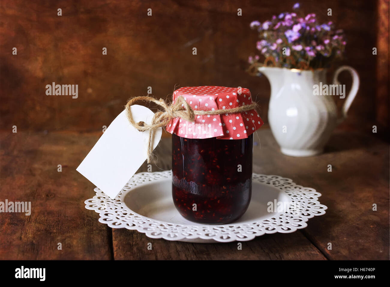 retro rustic homemade jam jar Stock Photo - Alamy