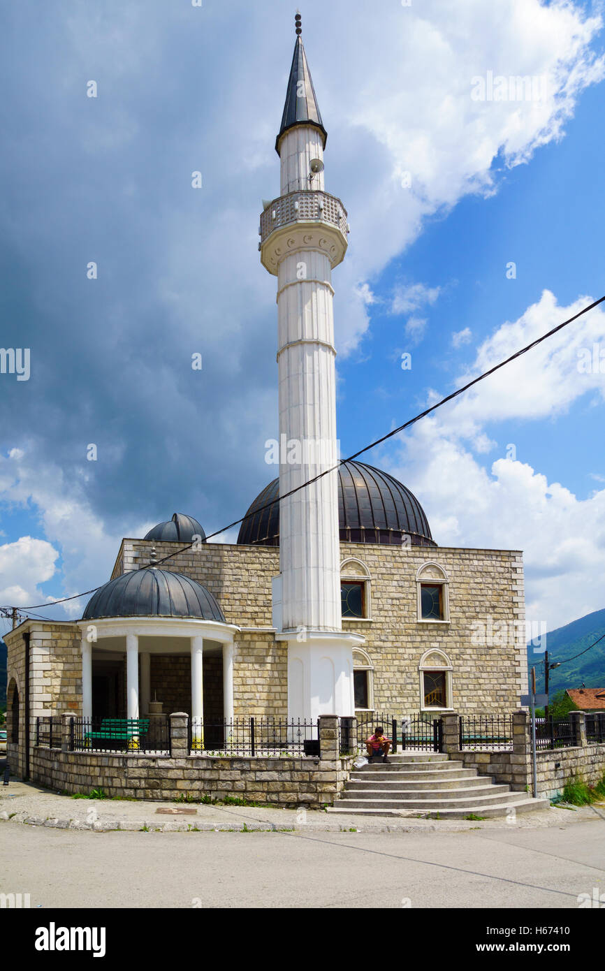 GUSINJE, MONTENEGRO - JULY 01, 2015: The Radoncica Mosque, with a local ...