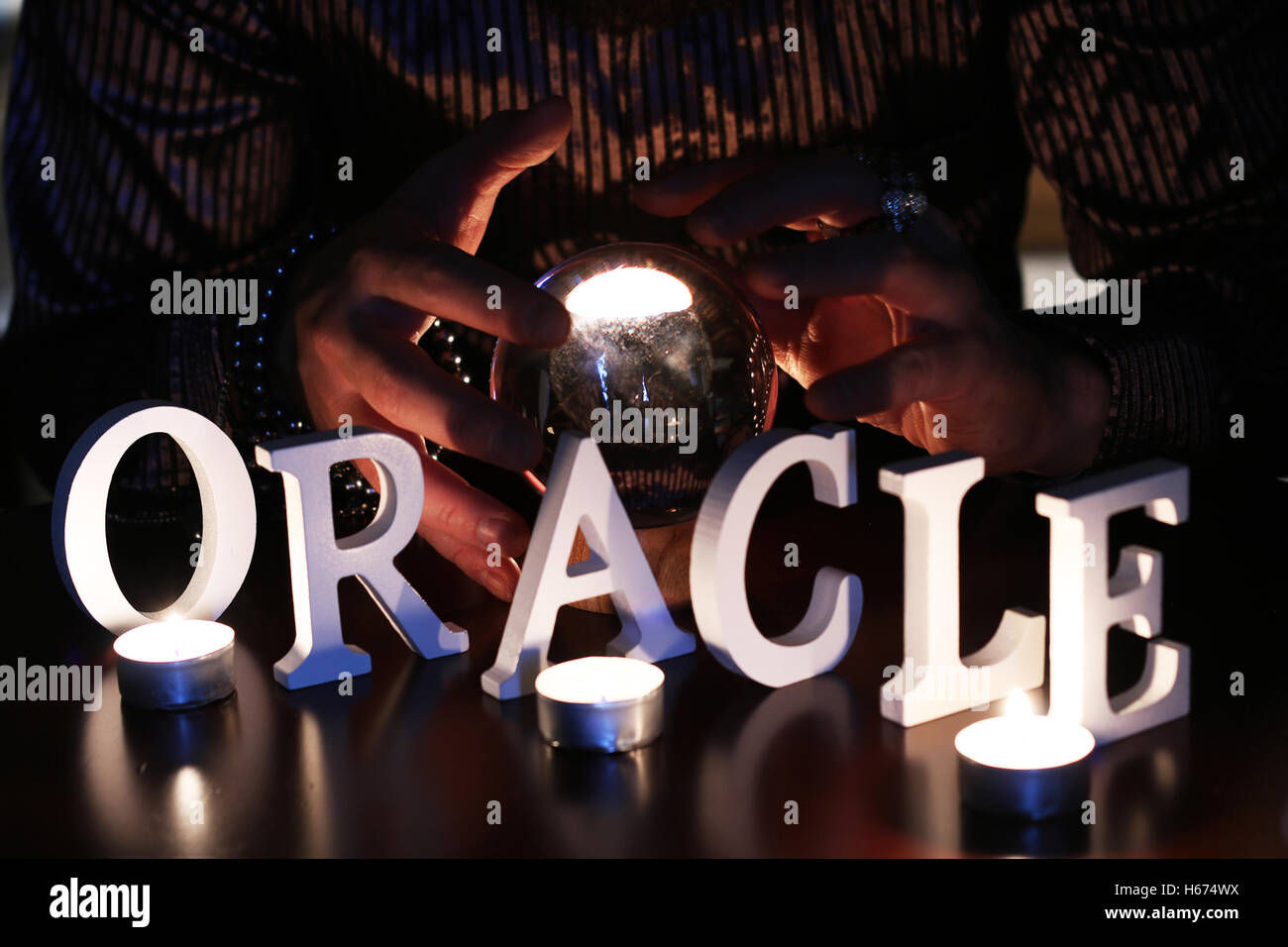 sorcerer hands over a transparent crystal ball fortune-telling for ...