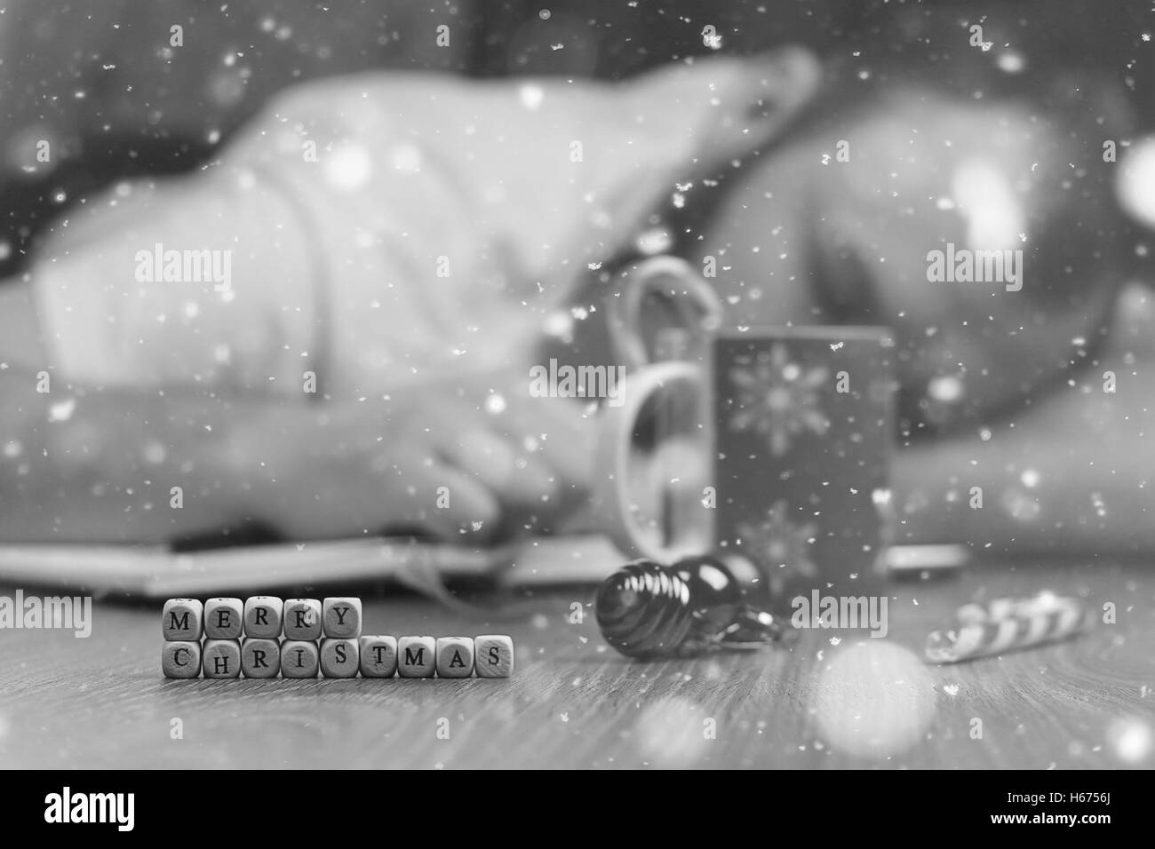 Santa writing letter Black and White Stock Photos & Images - Alamy