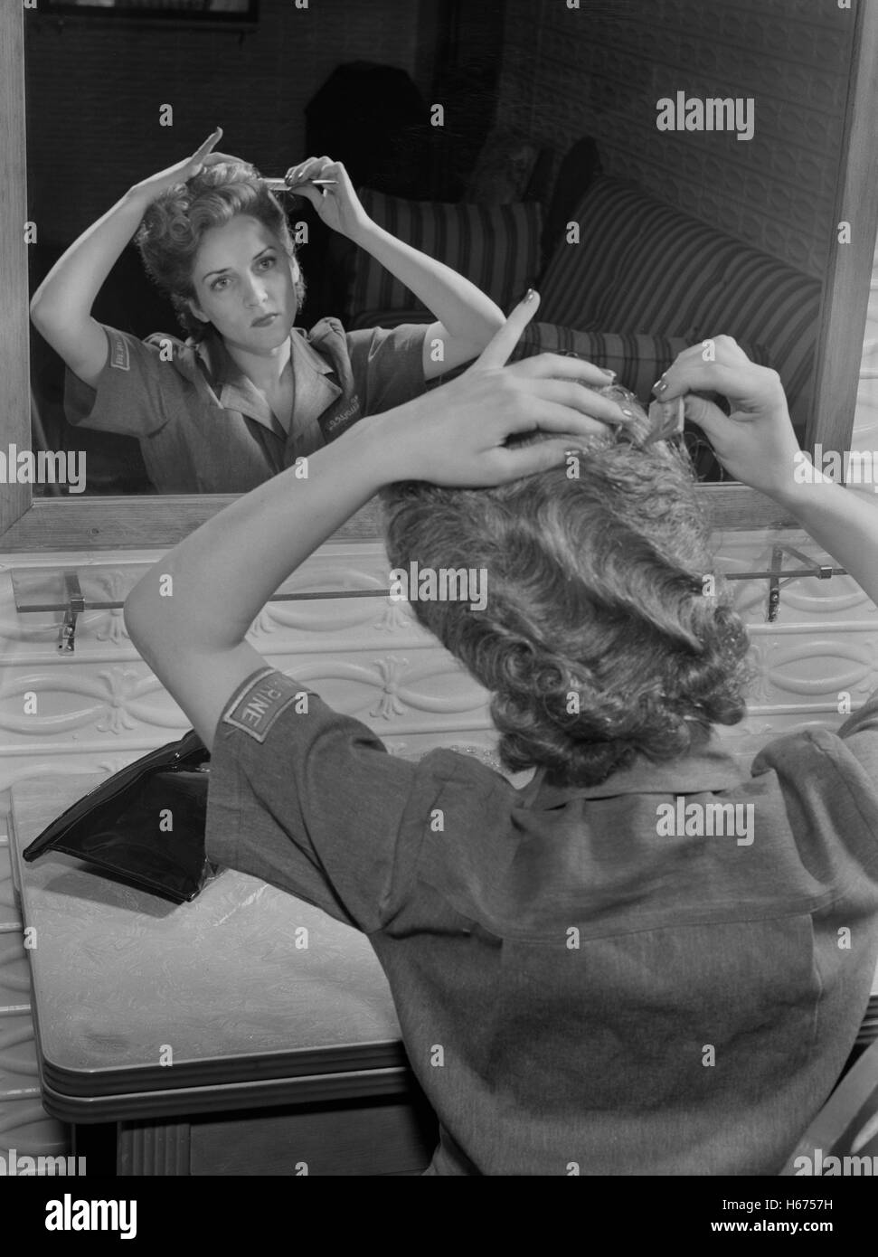 Portrait female worker inside Black and White Stock Photos & Images - Alamy