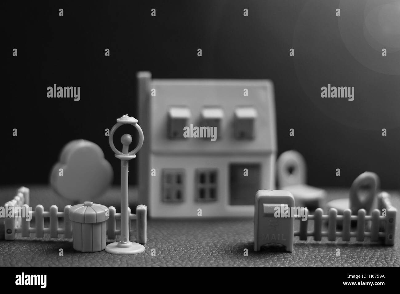 Wooden house model Black and White Stock Photos & Images - Alamy