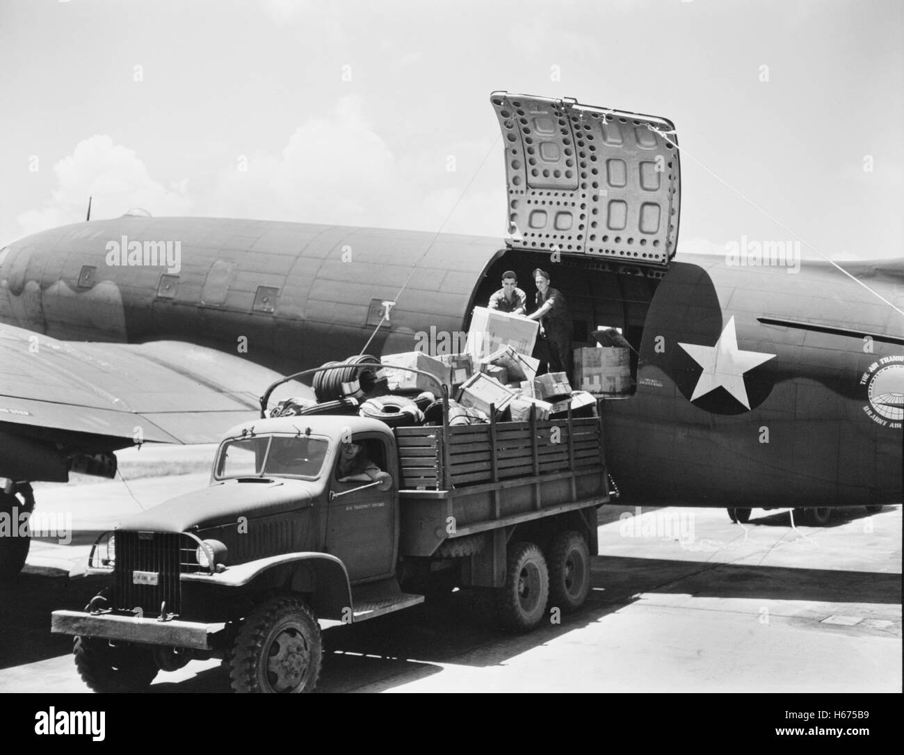 U.S. Army Air Transport Command Airplane Being Loaded, David Eisendrath ...