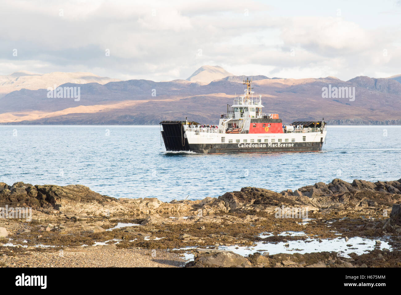 Caledonian MacBrayne (Calmac) ferry Loch Bhrusda arriving at Armadale ...