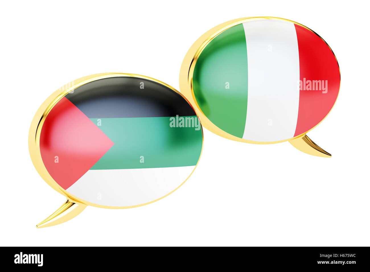 Speech bubbles, Italian-Arab translation concept. 3D rendering Stock ...