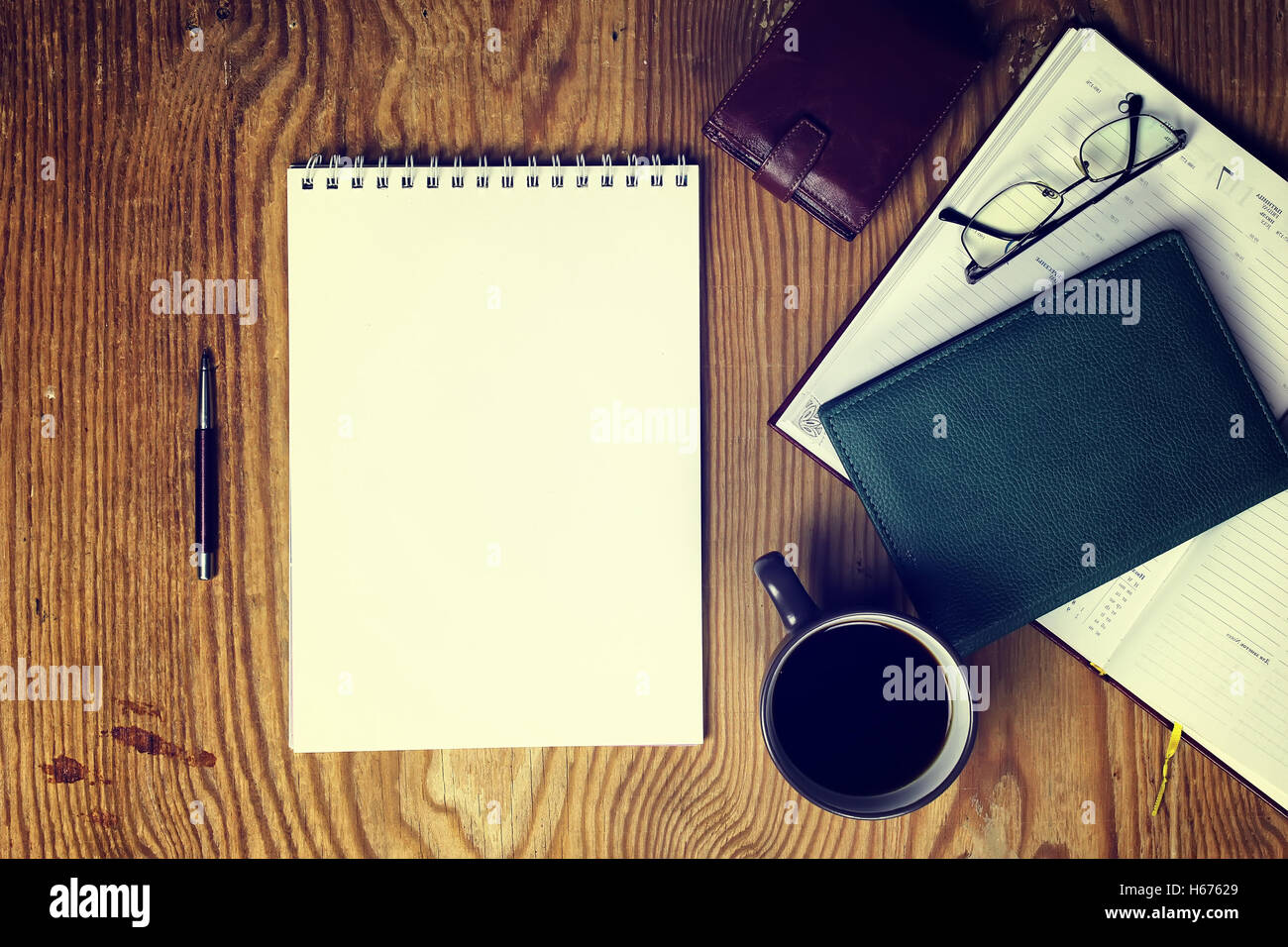 toned table write hand top view Stock Photo - Alamy