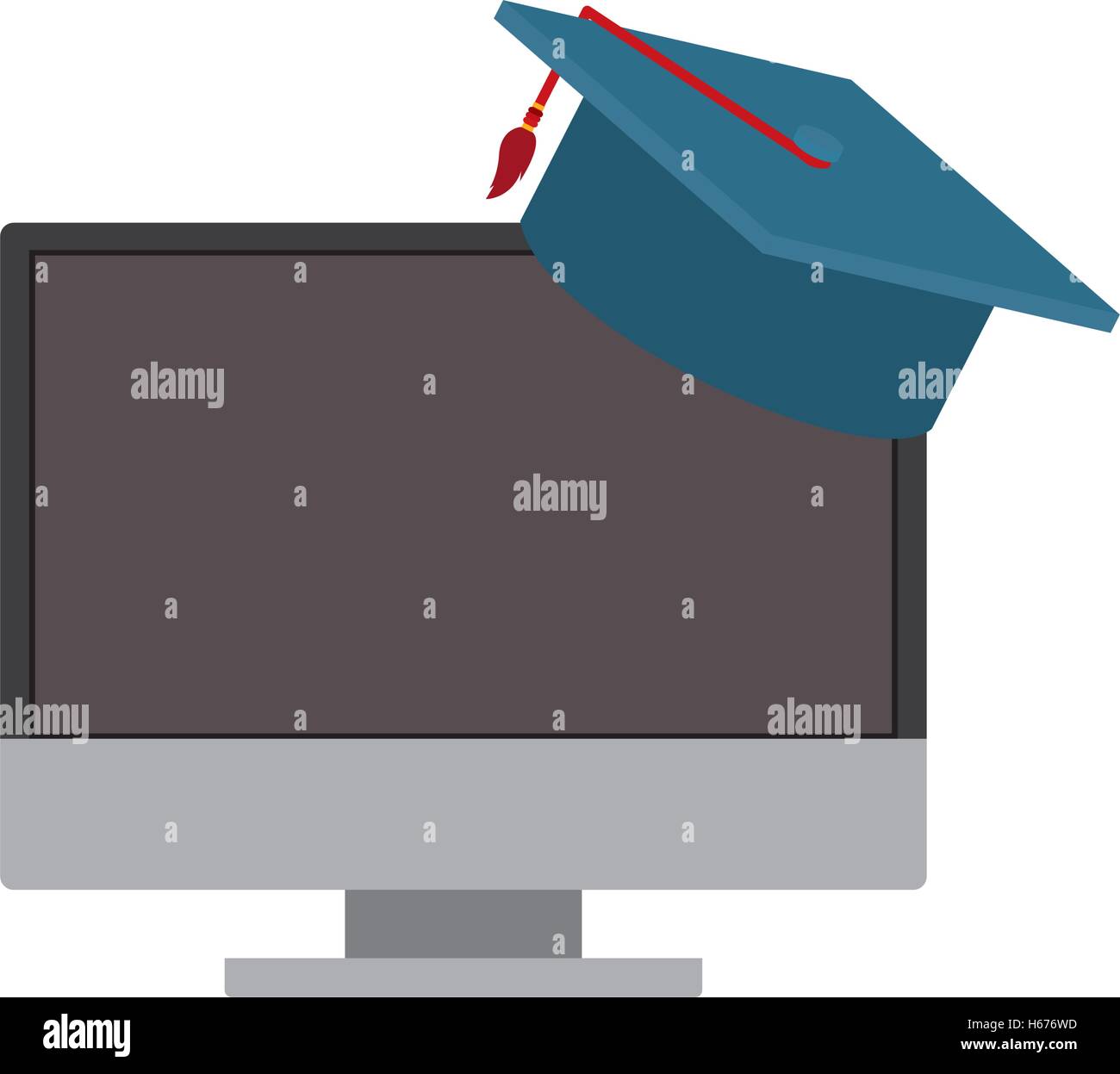 computer with graduation cap Stock Vector Image & Art - Alamy