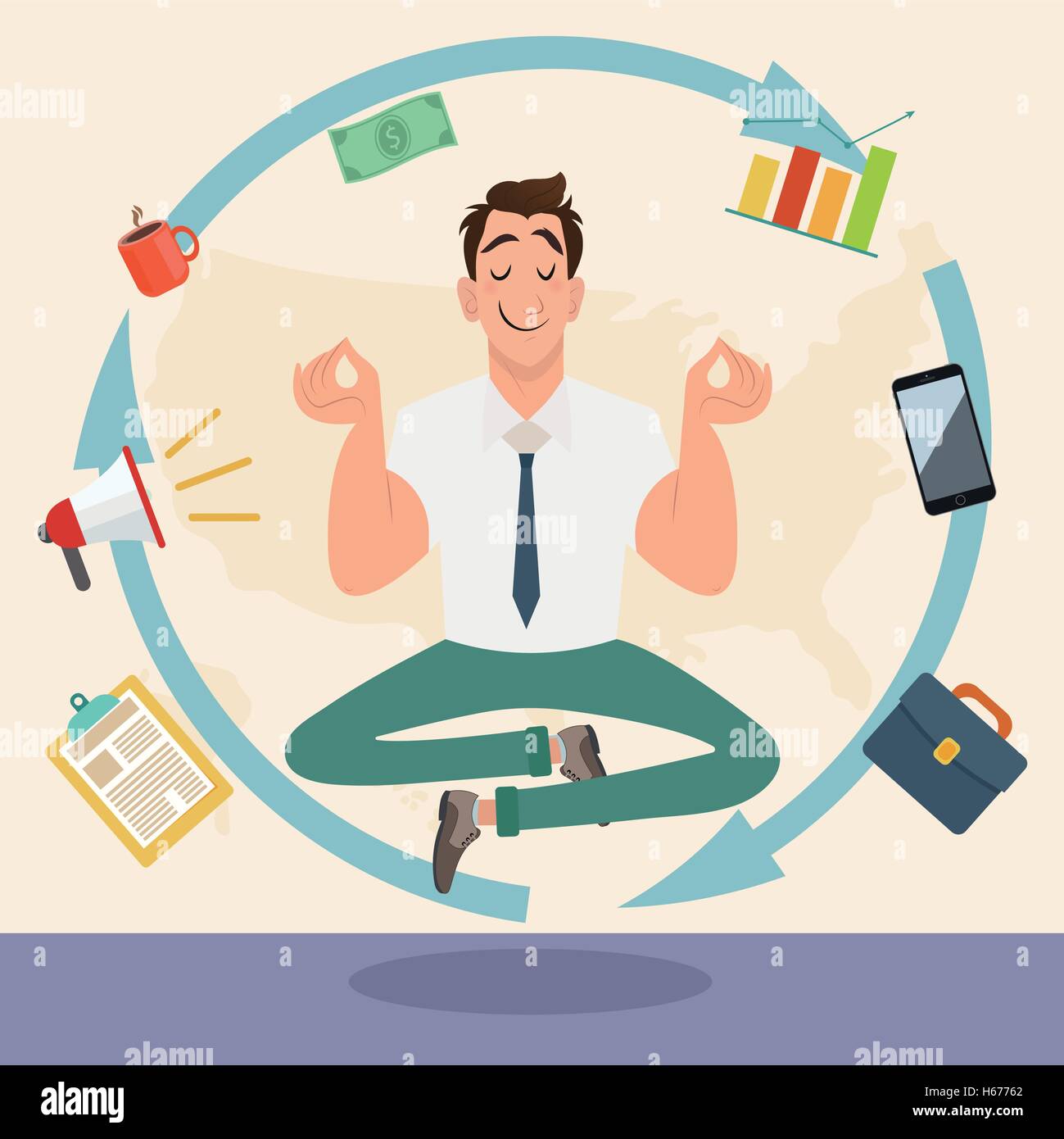 Handsome businessman with multitasking and multi skill Stock Vector ...