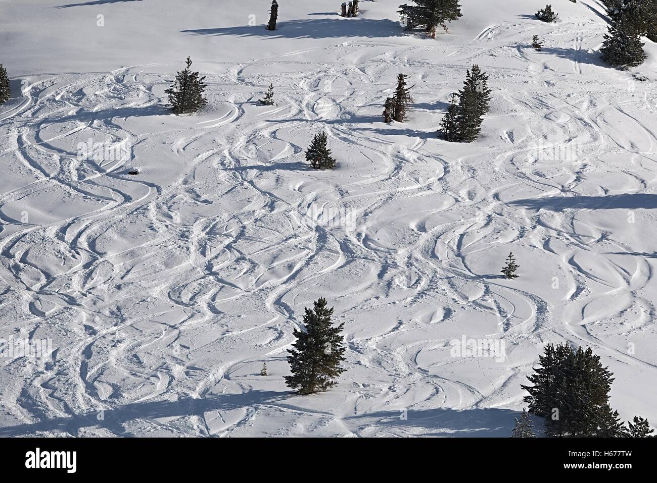 Ski Slope with Fresh Curves Stock Photo - Alamy