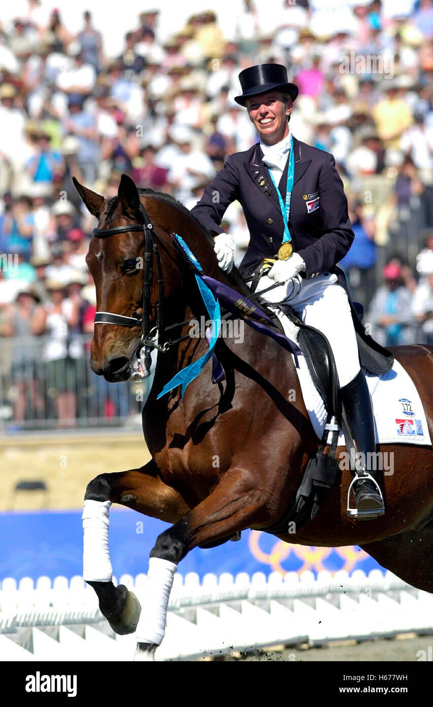 Gold medallist Anky van Grunsven (NED), celebrated with Bonfire ...