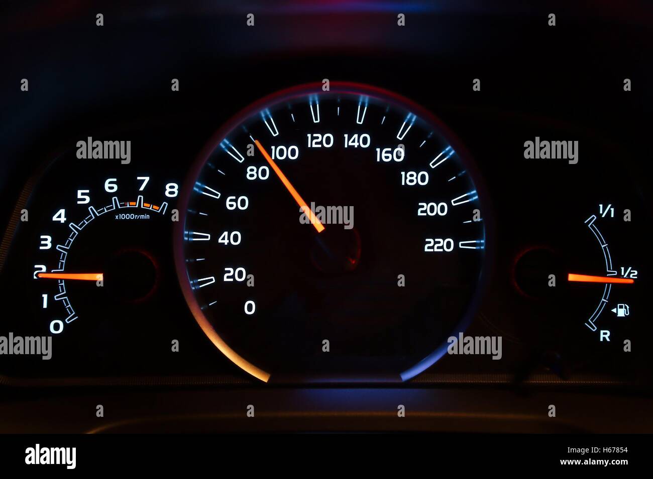 Speedometer dark dashboard Stock Photo - Alamy