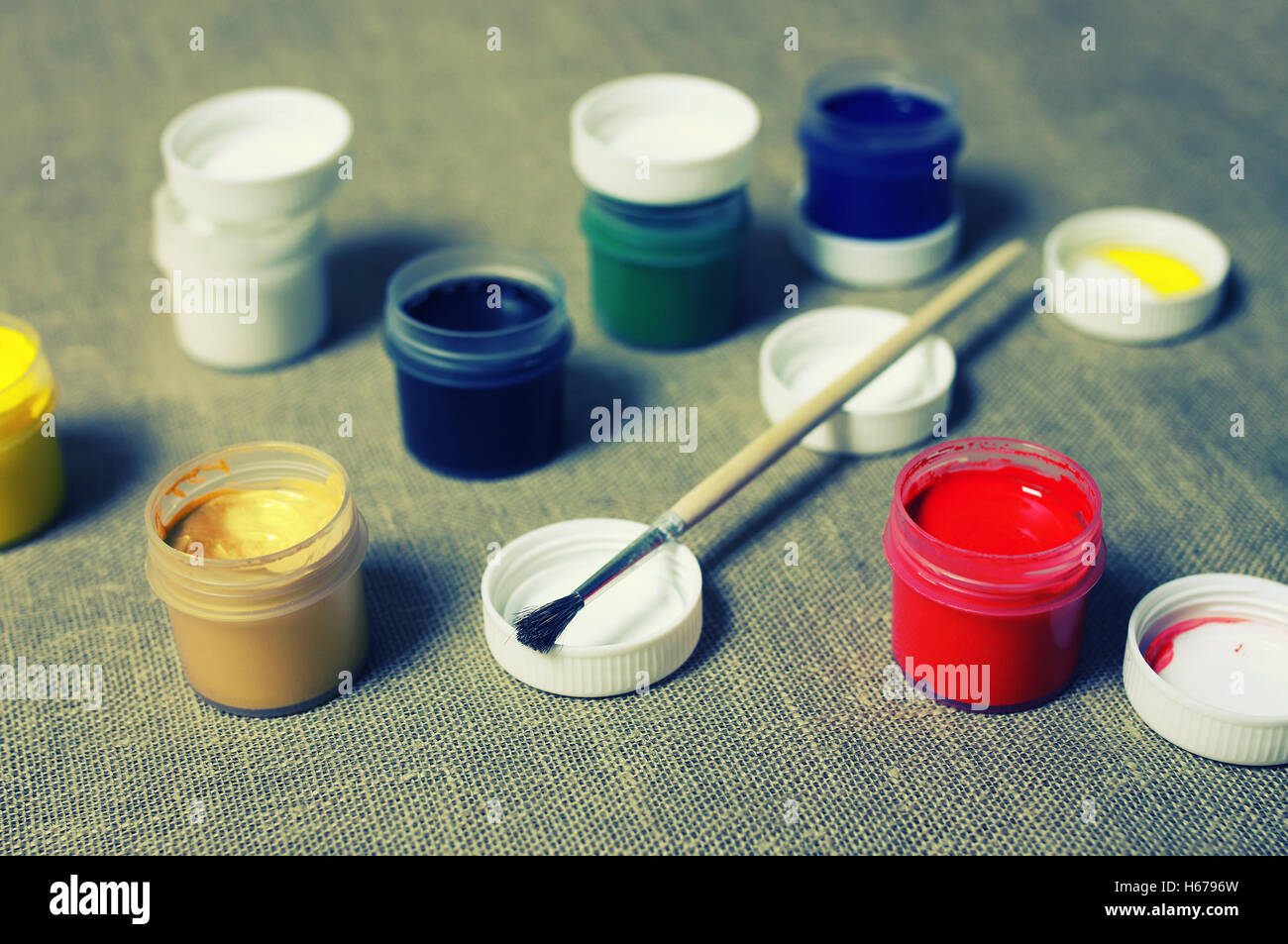 toned set of paint cans Stock Photo - Alamy
