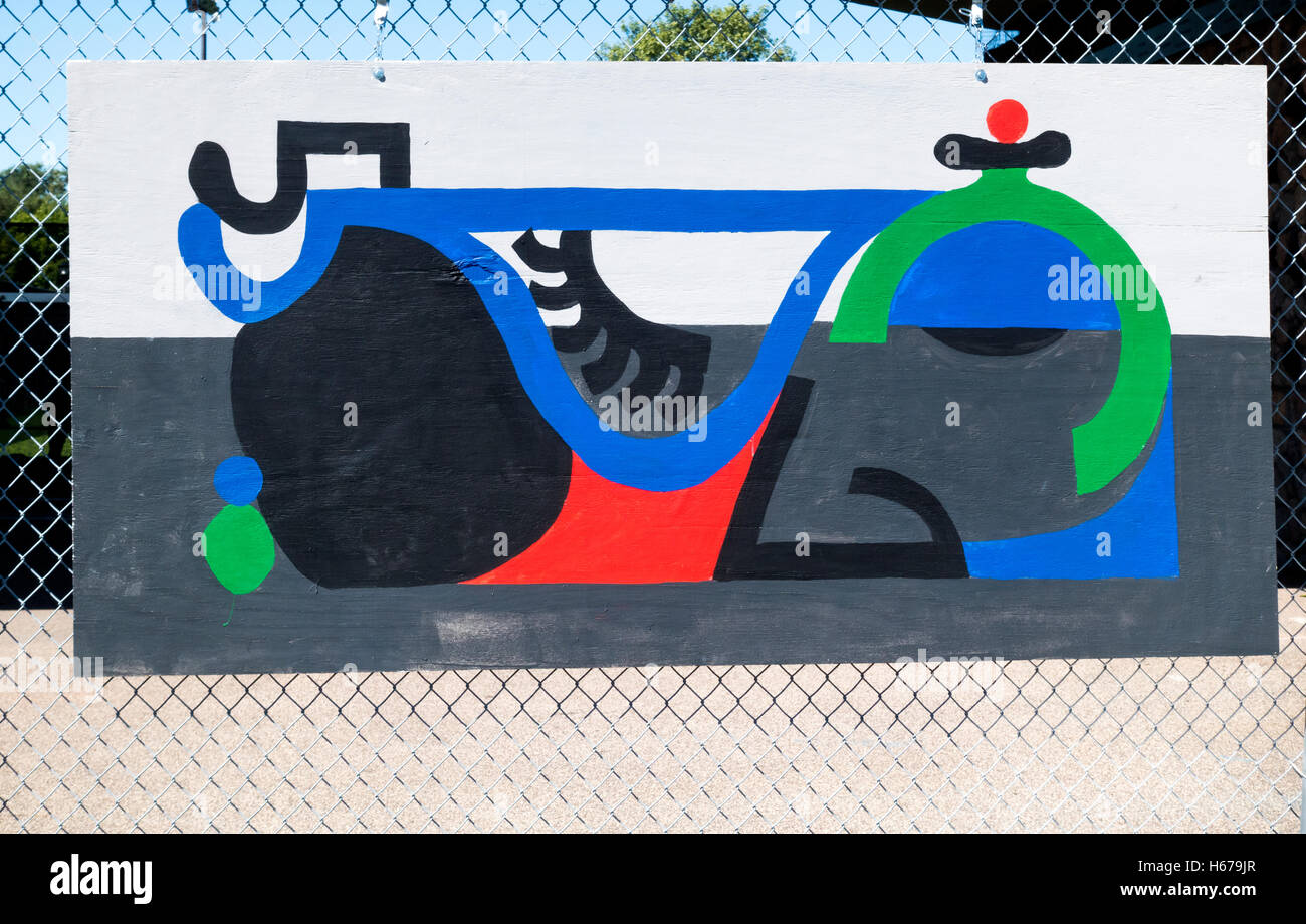 Colorful abstract art on the Midtown Greenway bicycle trail ...