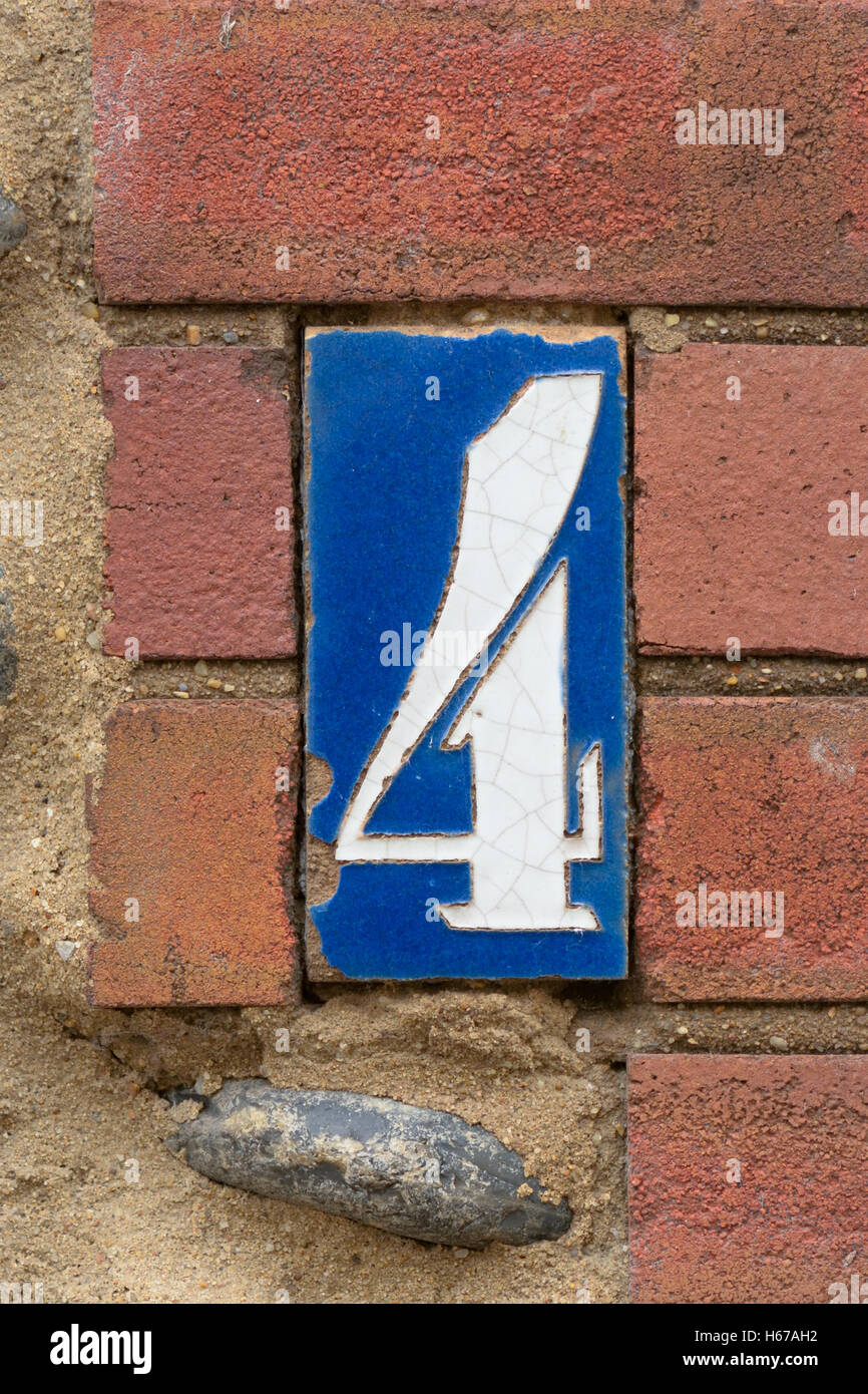 House number 4 sign Stock Photo - Alamy