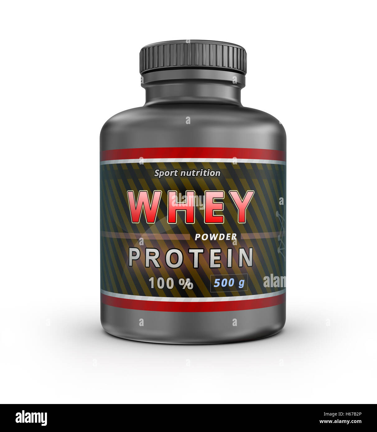 WHEY Protein Container. Sport Nutrition. 3D illustration Stock Photo ...