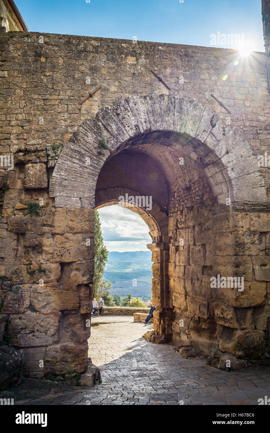 Ancient Etruscan gateway in the walls of Volterra, Tuscany, Italy, EU ...