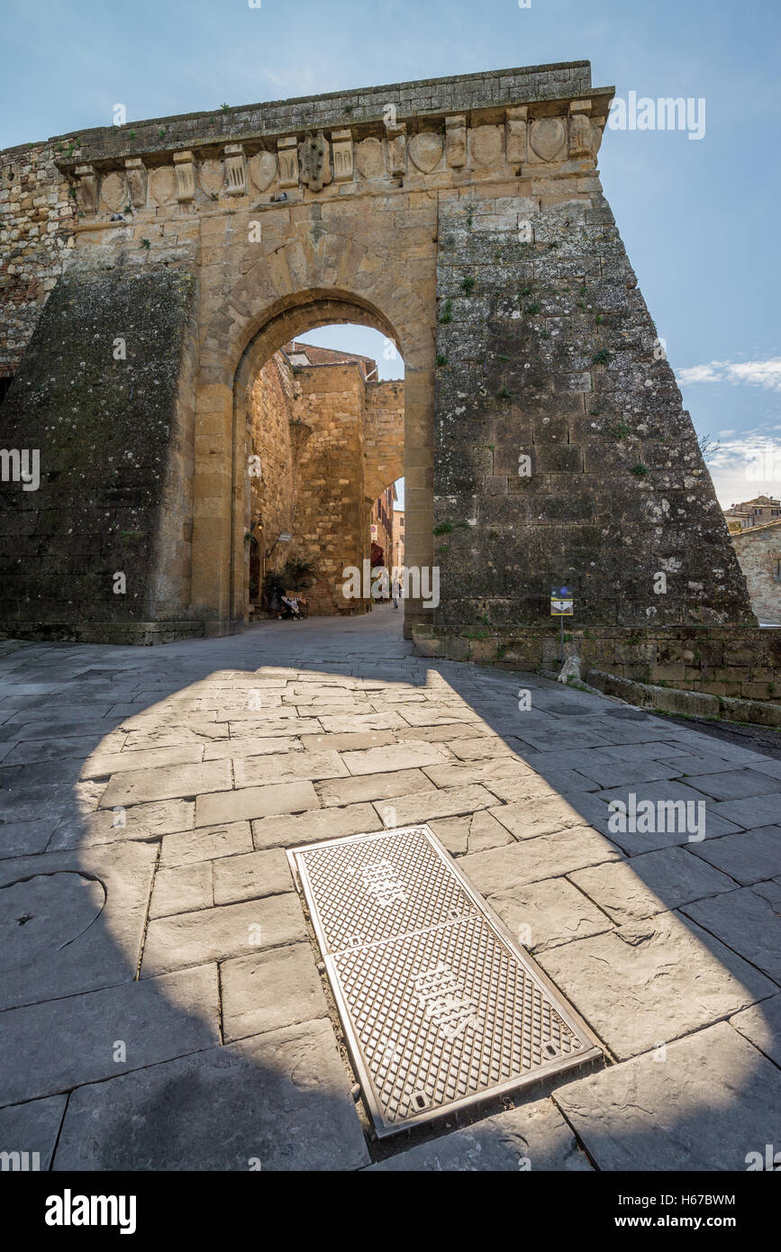 Gate, Street in Montepulciano, Tuscany, Italy, EU, Europe Stock Photo ...