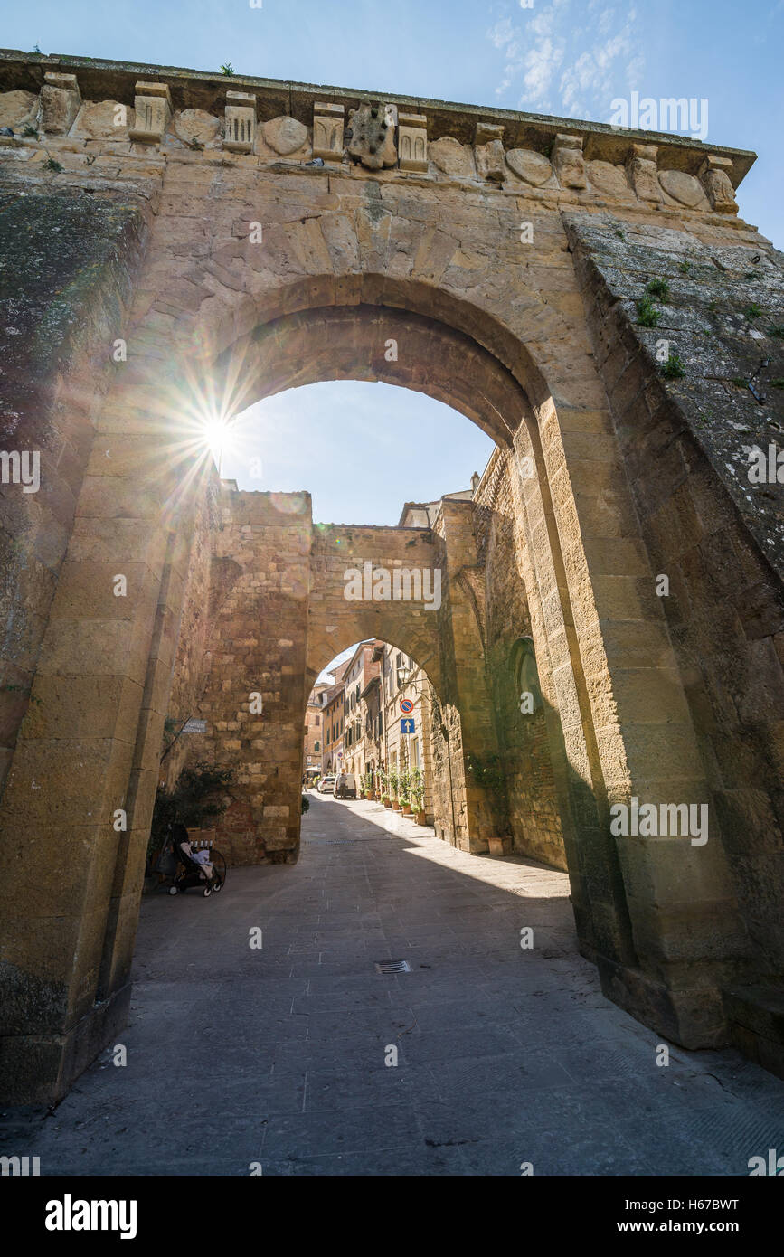 Gate, Street in Montepulciano, Tuscany, Italy, EU, Europe Stock Photo ...