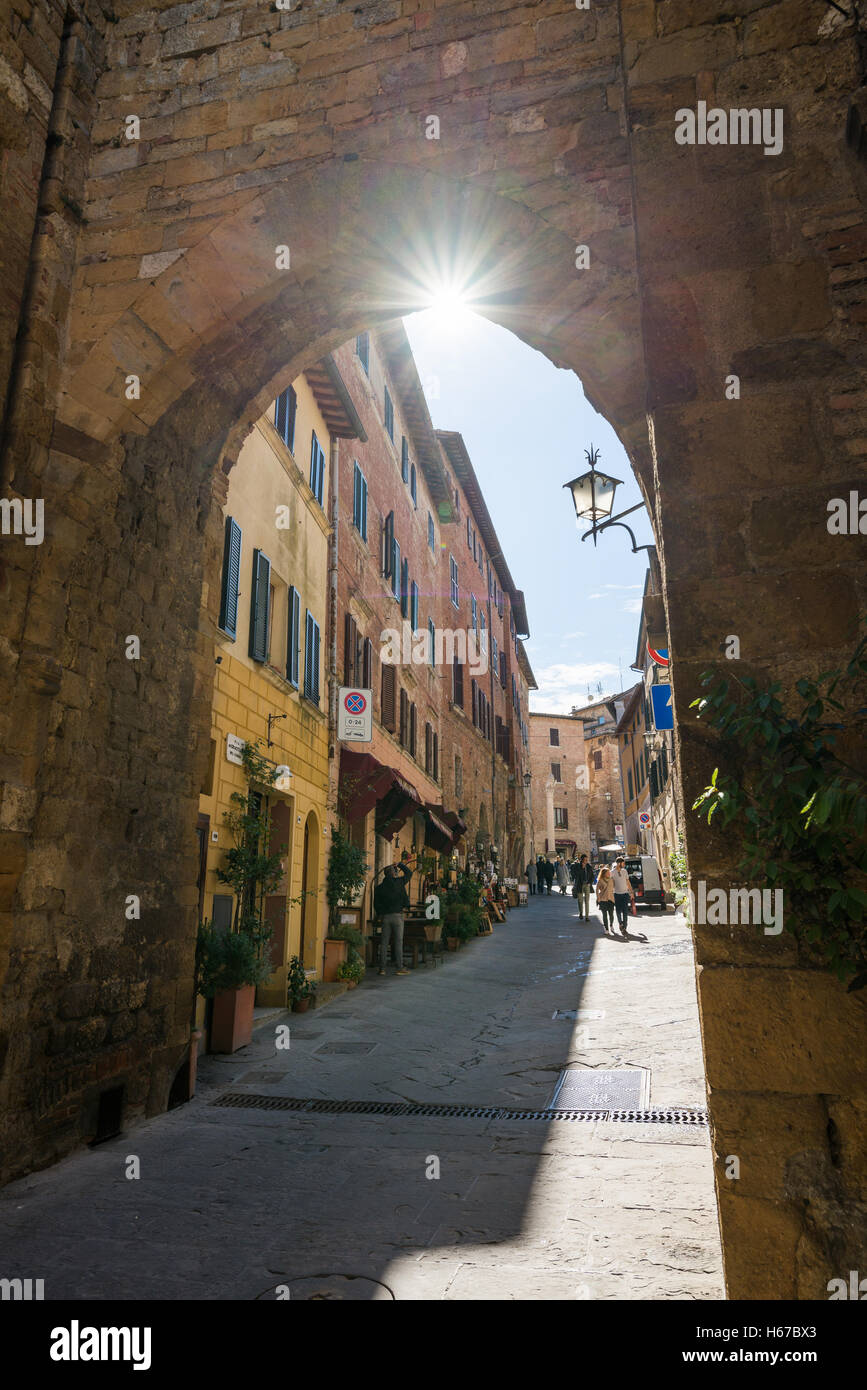 Gate, Street in Montepulciano, Tuscany, Italy, EU, Europe Stock Photo ...