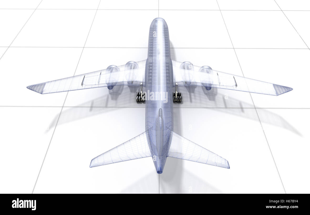 Airplane wire model , isolated on white. 3D illustration Stock Photo ...