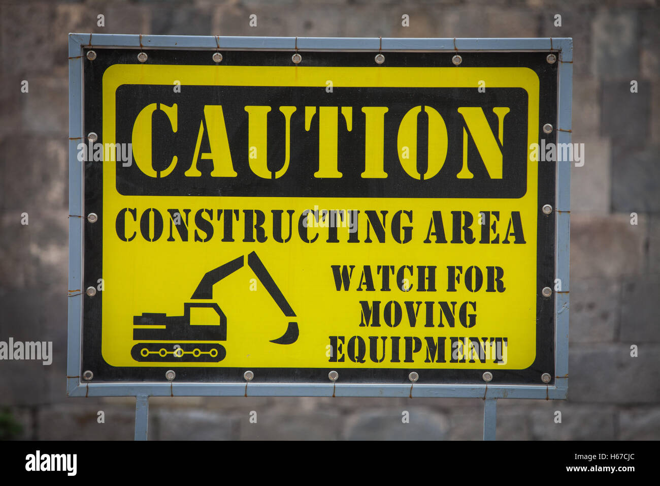 Color image of a construction area forbidden access sign Stock Photo ...