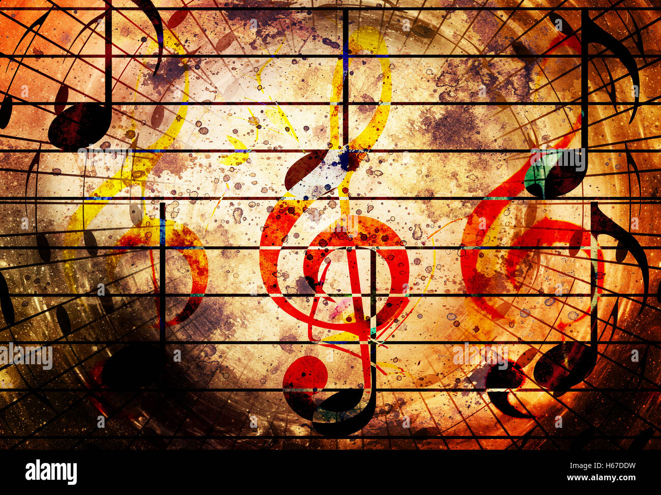 abstract set of music clefs and lines with notes, music theme graphic ...