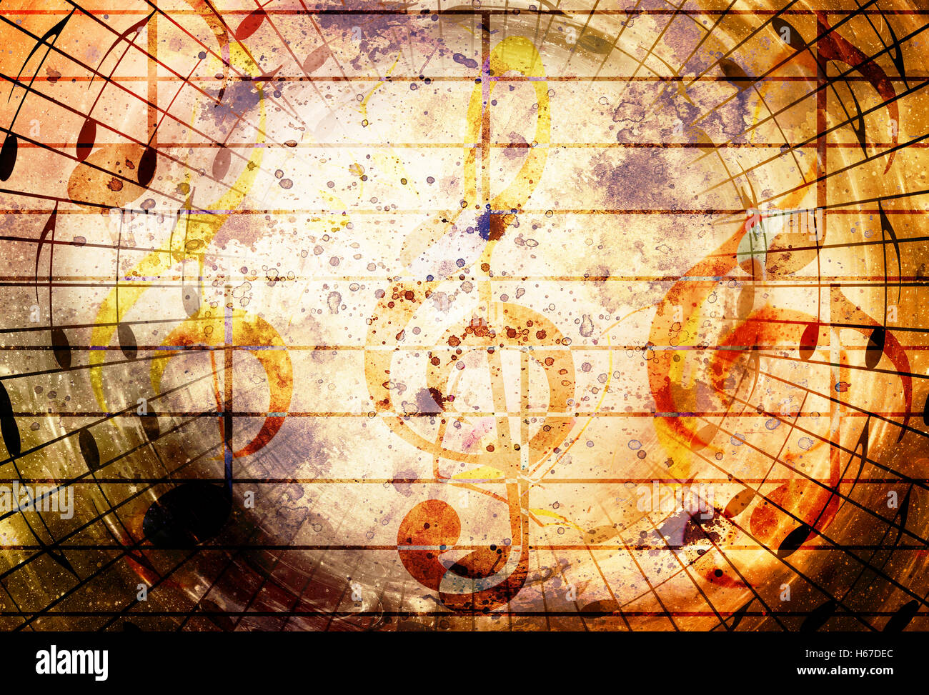 music notes in space with stars. abstract color background. Music ...