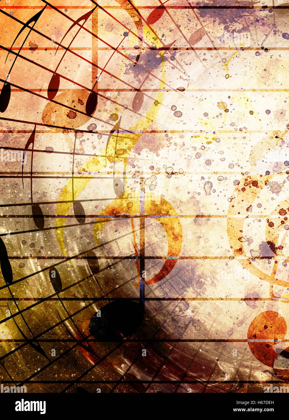 music notes in space with stars. abstract color background. Music ...