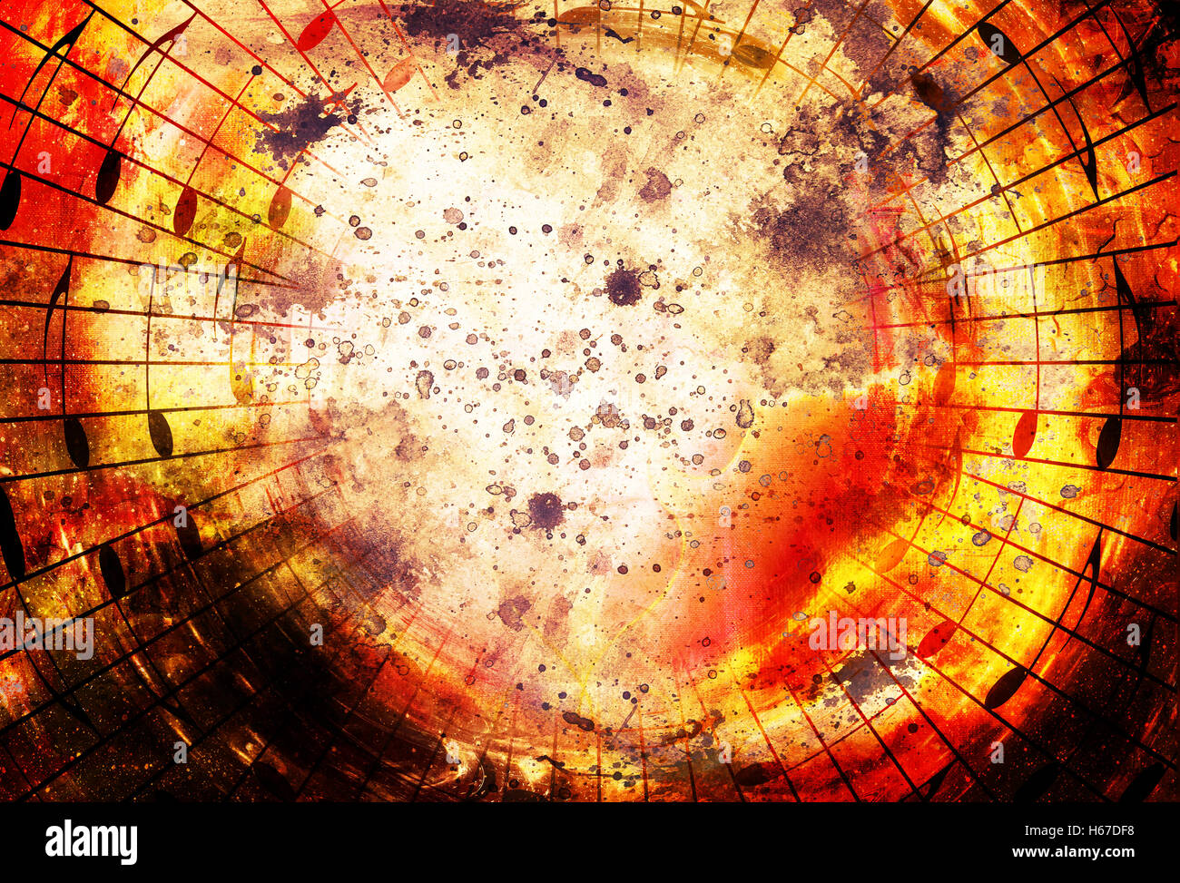 music notes in space with stars. abstract color background. Music ...