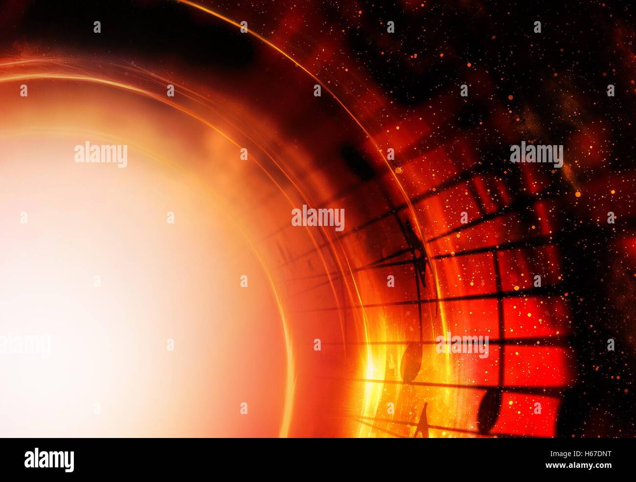 music notes in space with stars. abstract color background. Music ...