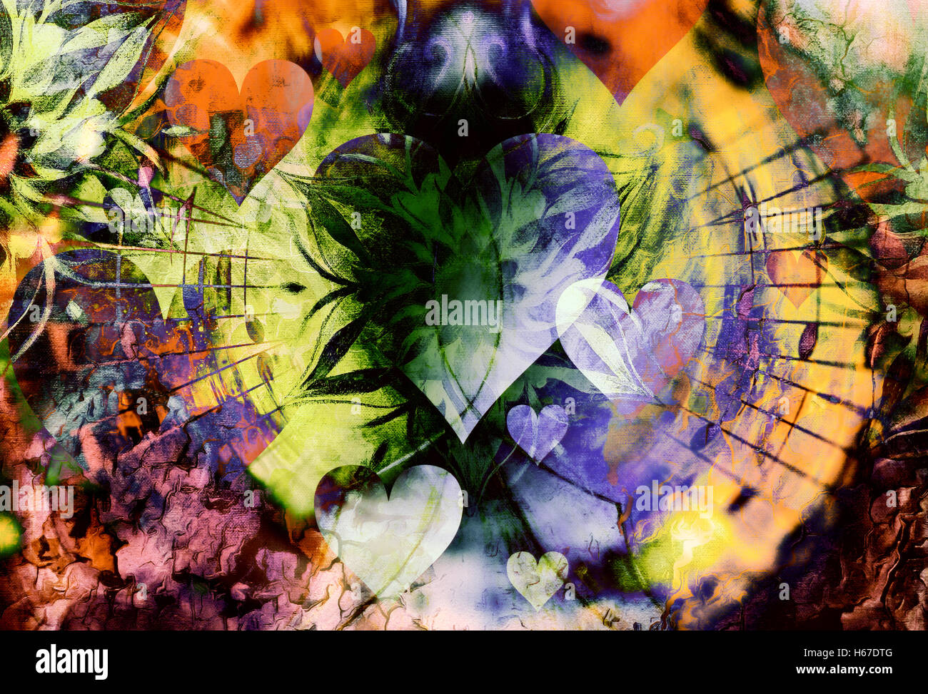 abstract collage with heart spreading out music notes, symbolizing the ...