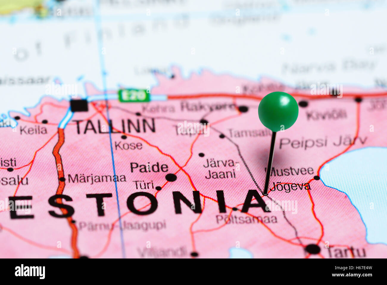 Jogeva pinned on a map of Estonia Stock Photo - Alamy